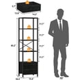 5-Tier Corner Shelf, Narrow Bookshelf with 2 Storage Drawers, 65.16 ...