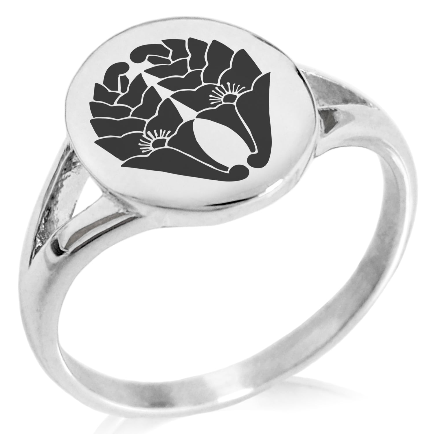 Stainless Steel Nabeshima Samurai Crest Minimalist Oval Top Polished ...