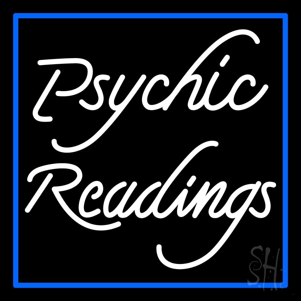 White Psychic Readings With Border LED Neon Sign 24" Tall x 24" Wide ...