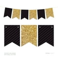 Black Gold Glitter Pennant Party Banner - Walmart.com