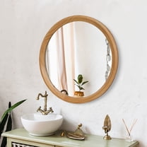 GDF Studio 23.62" Round Wood Framed Wall Mirror, Mid-Century Modern ...