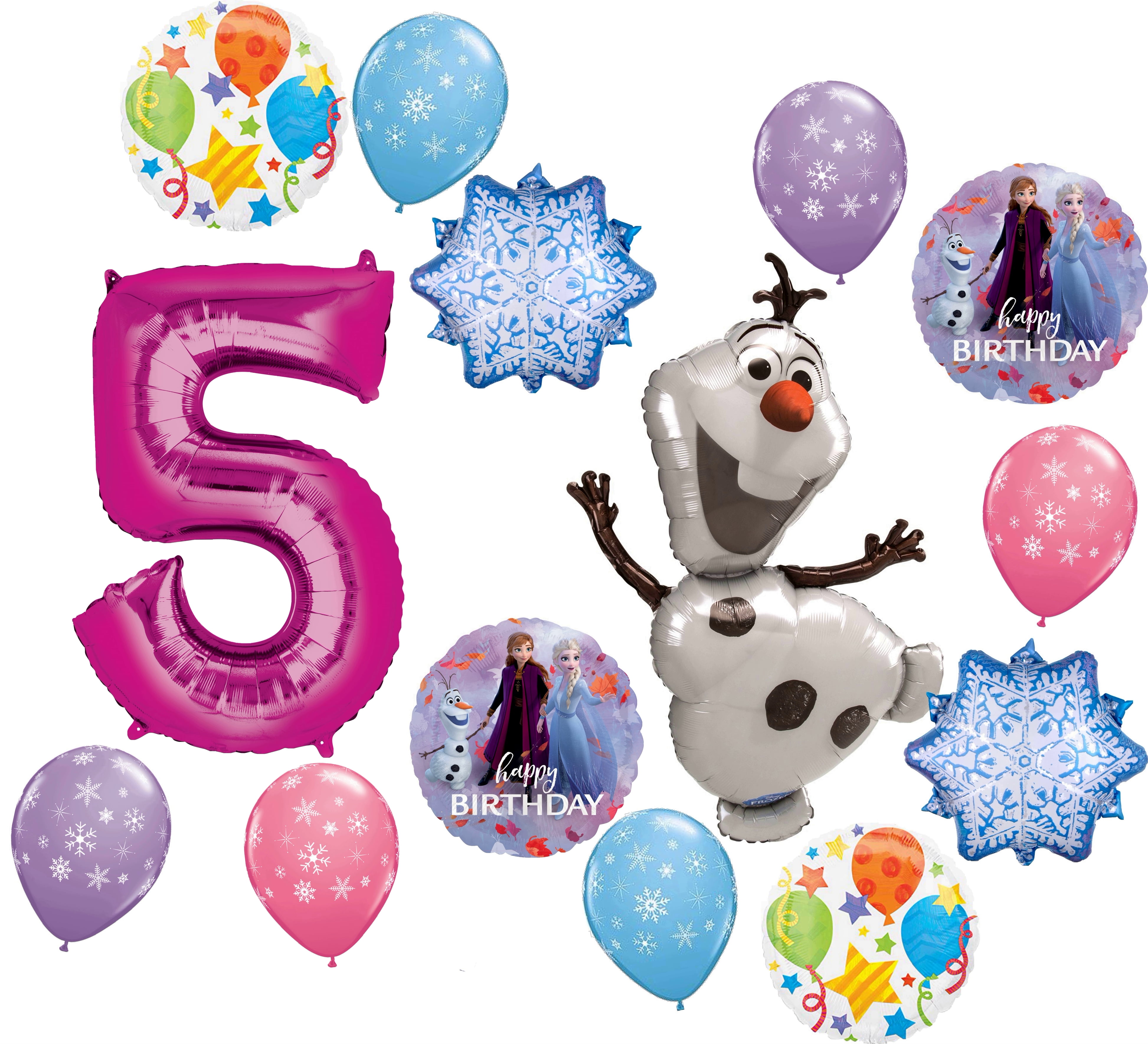 Frozen Party Supplies 5th Birthday Balloon Bouquet Olaf Elsa Anna Let ...