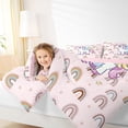 Aikeke Cute Rainbow Unicorn Queen Comforter Set 3 Pieces, Cartoon ...
