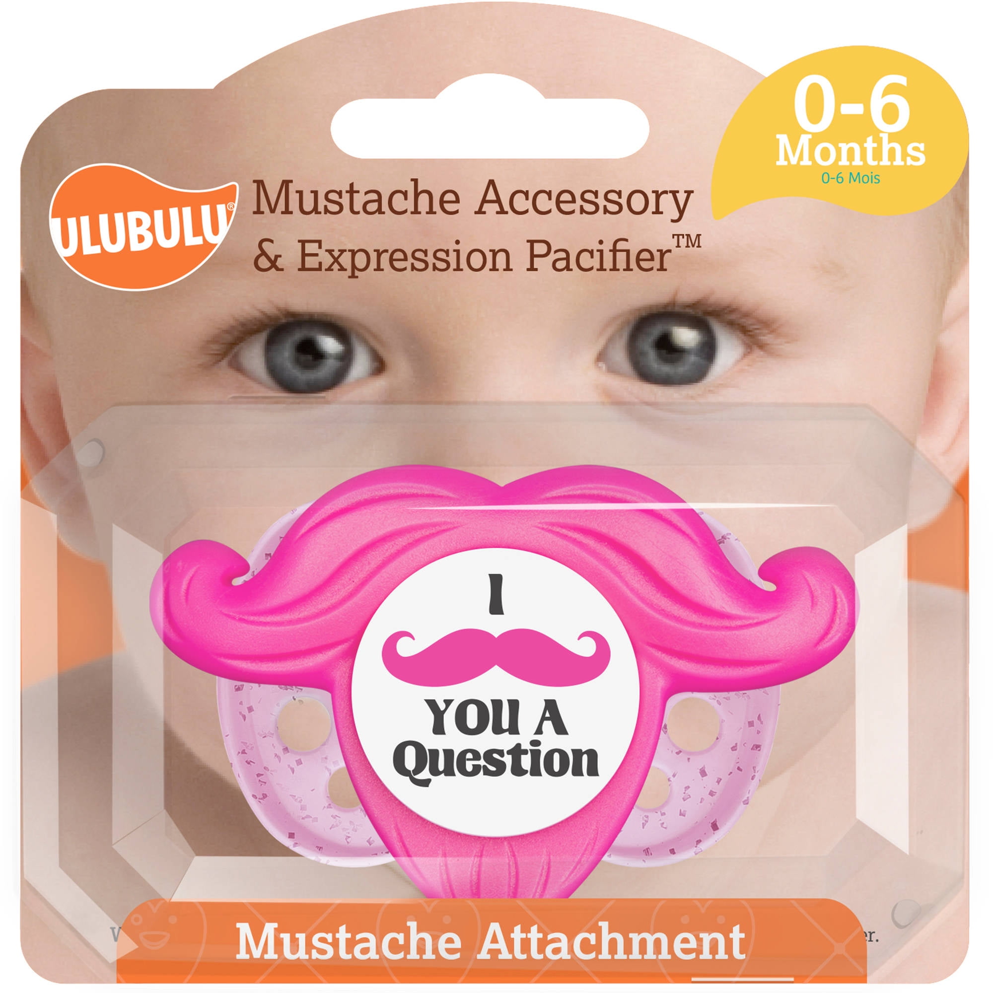 Ulubulu Pink Detachable Mustache Pacifier, 0-6 Months, Single Pack ...