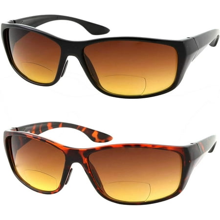 2 Pair Bifocal Sun Reader Sport and Wrap Around Reading Sunglasses ...