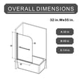 Frameless Bathtub Screen 31x55, Pivot Shower Door with Tempered Glass ...