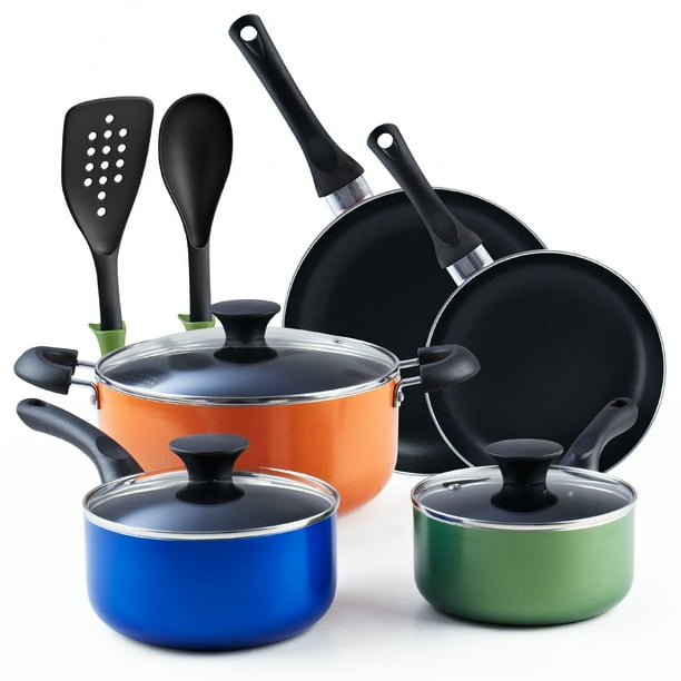 Cook N Home 02602 Nonstick Stay Cool Handle Cookware Set, 10-Piece ...