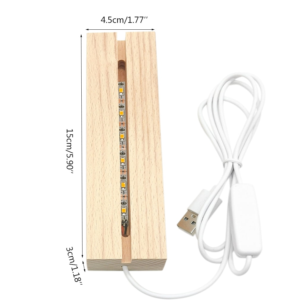 GENEMA LED Lights Display Base Wood Rectangular Block Night Light for ...