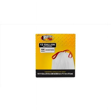 Ruffies Pro Tall Kitchen Drawstring Trash Bags, 13 Gallon, 64 Count ...