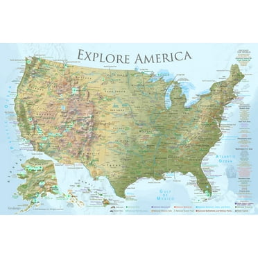 24x36 United States, USA Contemporary Elite Wall Map Poster - Walmart.com