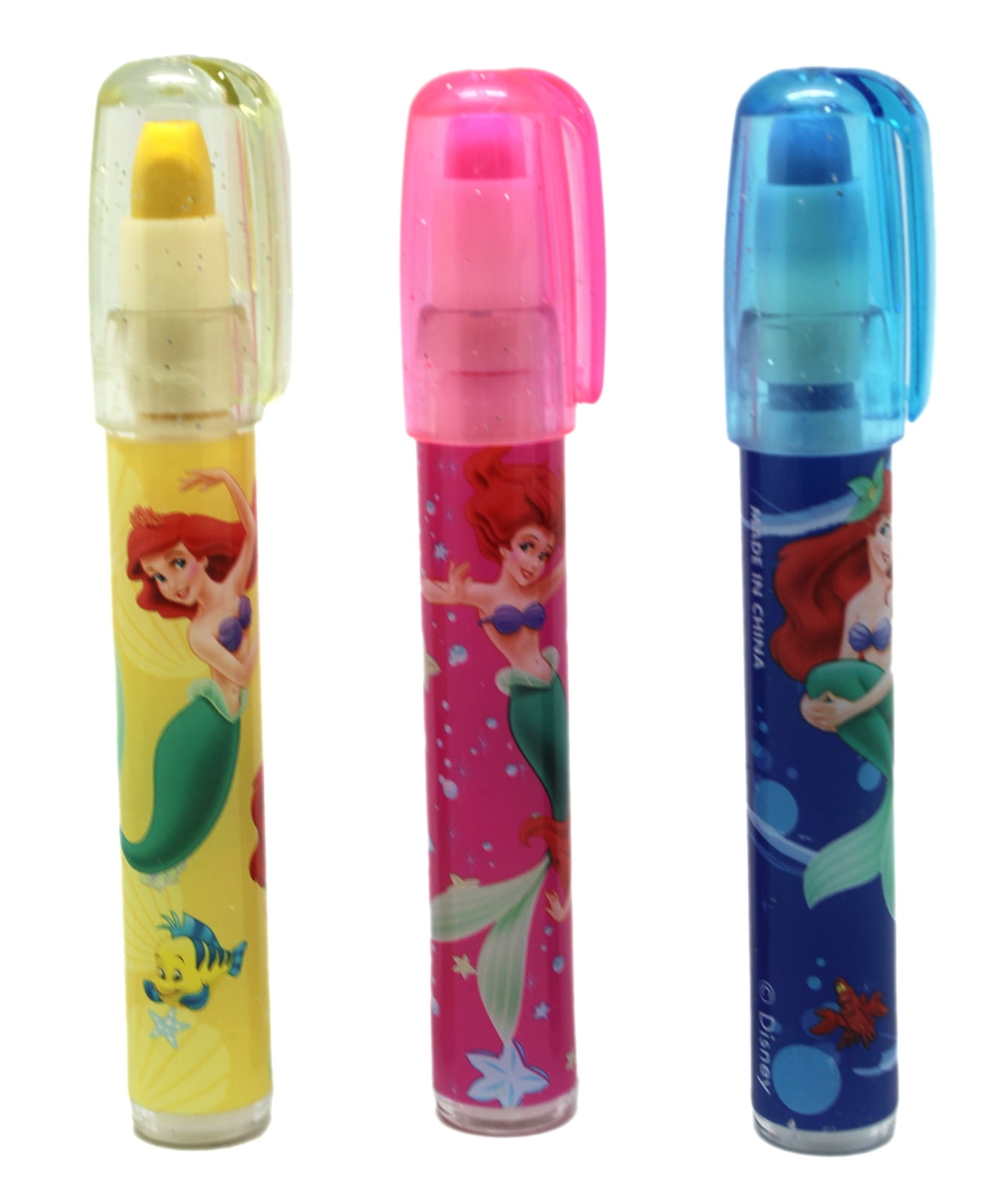 Princess Ariel Glittery Case Eraser Cartridge Assorted Pen Set (2pc ...