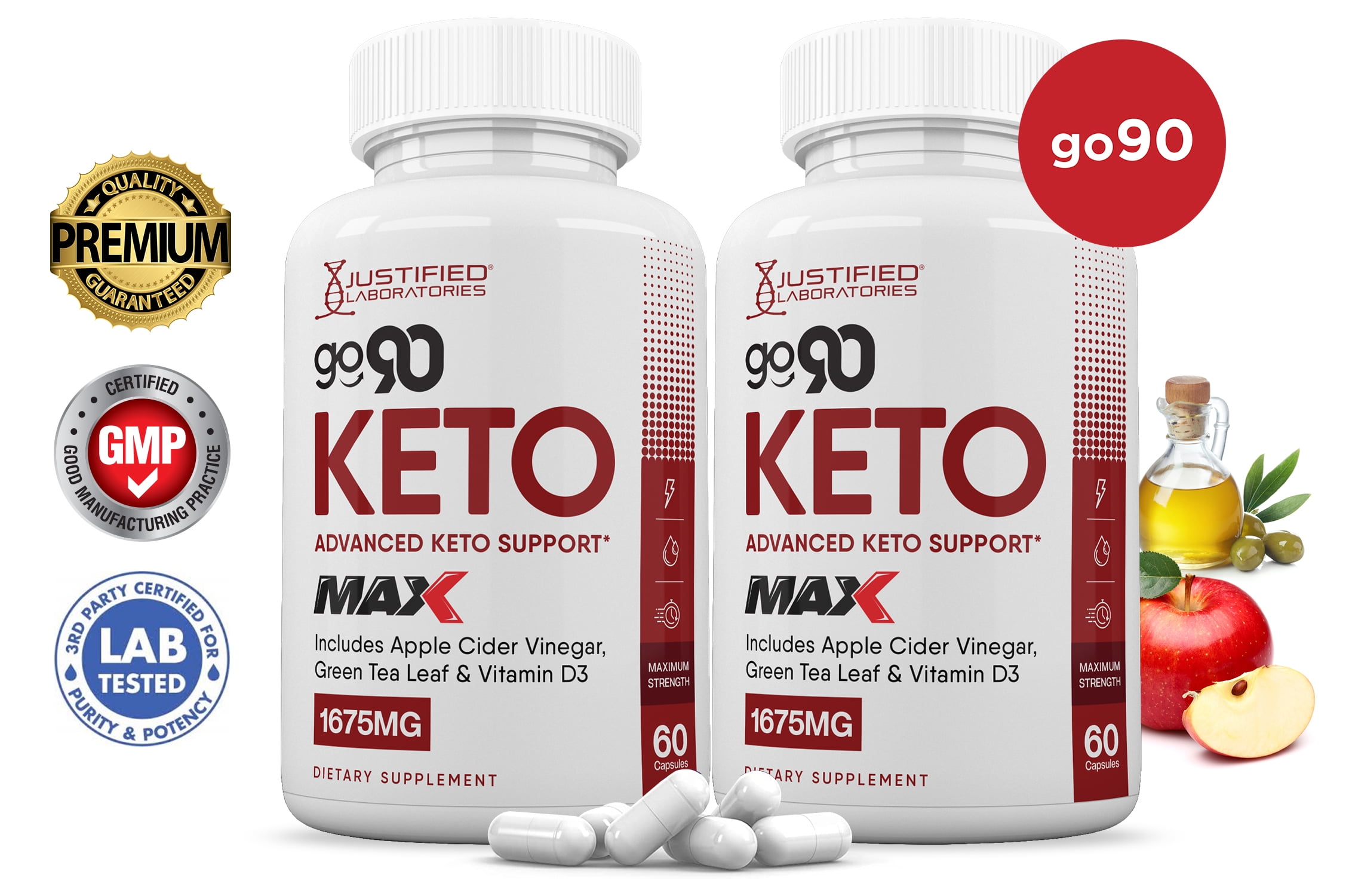 (2 Pack) Go 90 Keto ACV MAX Pills 1675mg Dietary Supplement 120 ...