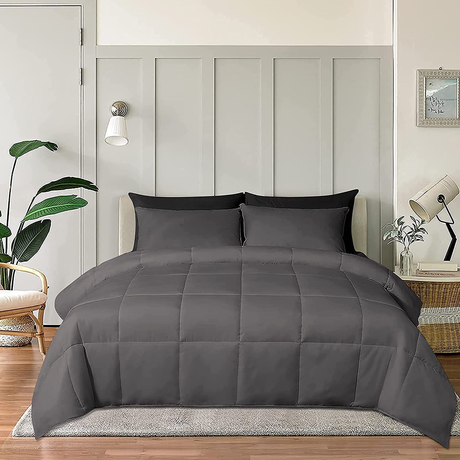 Twin/Twin XL 1 PC Comforter Solid Dark Grey Luxurious Collection ...