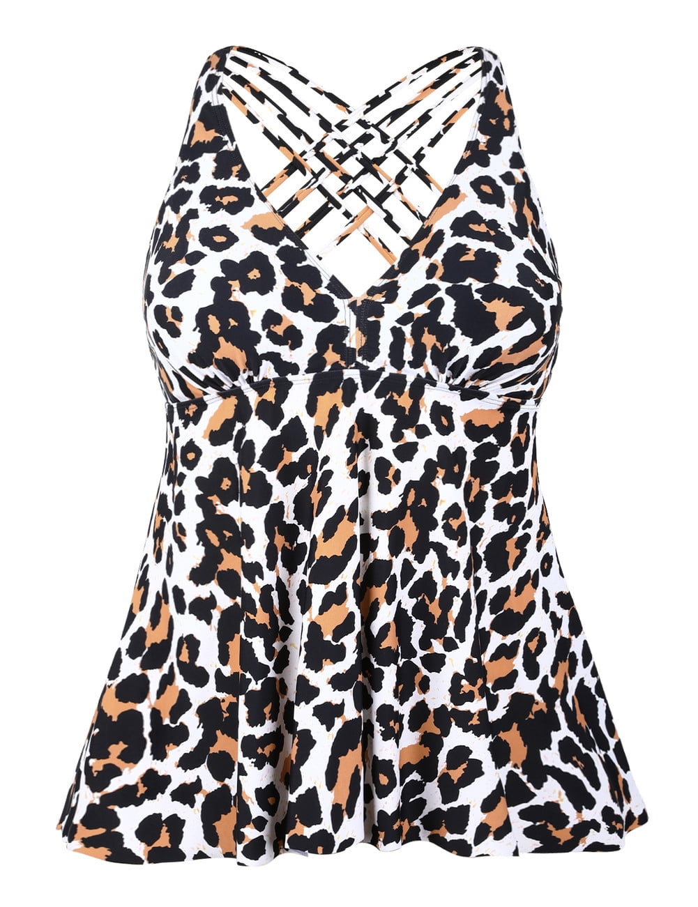 Firpearl Women's Tankini Swimsuits Cross Back Flowy Swim Tops Modest ...