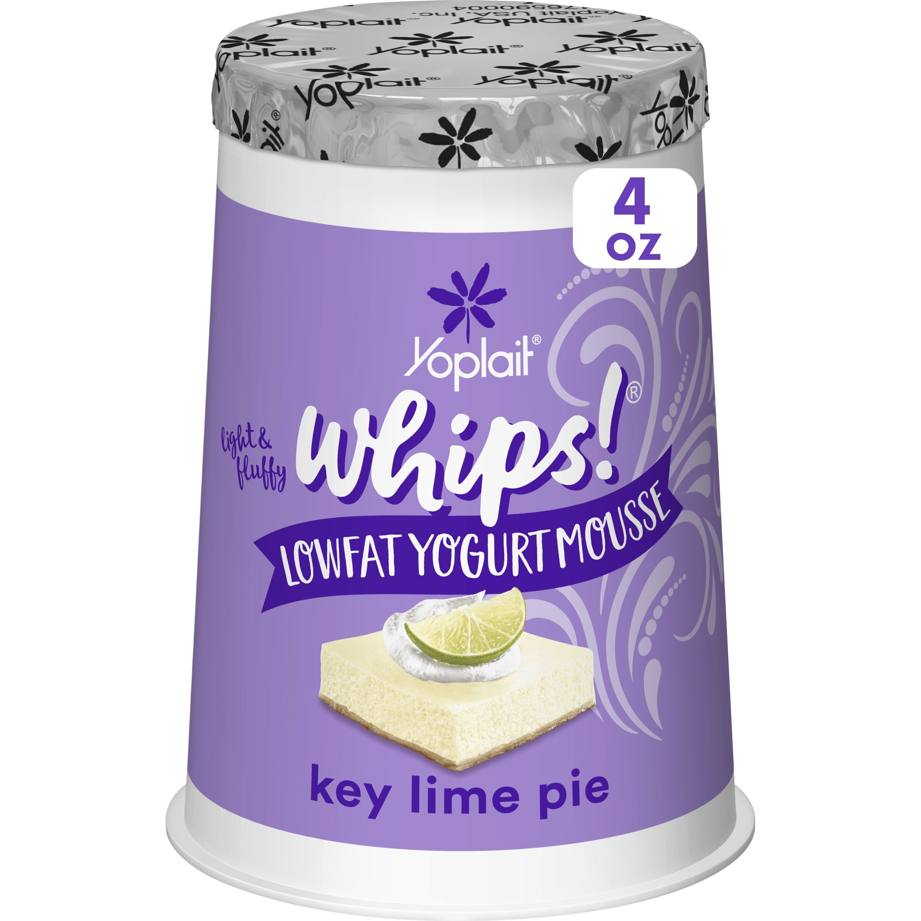 Yoplait Whips Lowfat Yogurt Mousse, Key Lime Pie Flavored Snack, 4 OZ ...