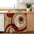 Abstract Nested Rings Cabinet Curtains 28" W x 35" L, Retro Red Cream ...