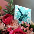 3drose, Beautiful Green and Blue Hummingbird on White Hibiscus ...