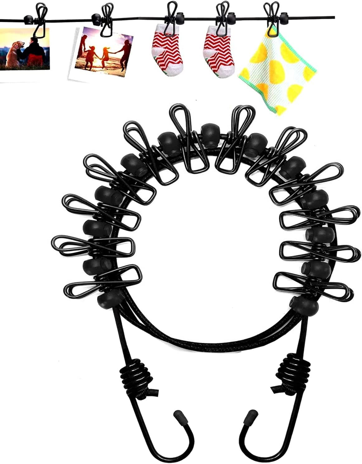 1 Pack Portable Clothesline with 12 Clothespins, Travel Clothesline ...