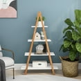 Solid Bamboo Wood A-Shaped Display Shelves, Classic 4-Tier Ladder ...