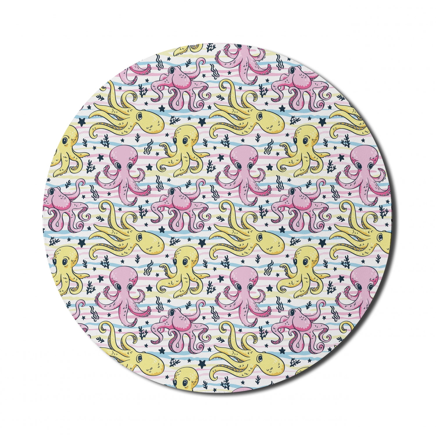 Octopus Mouse Pad for Computers, Cartoon Style Sea Life Animal and ...