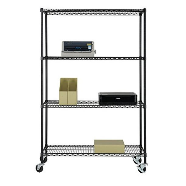 Multi-Purpose 4-Tier Wire Shelving Unit with Casters, 48 W x 18 D x 77 ...