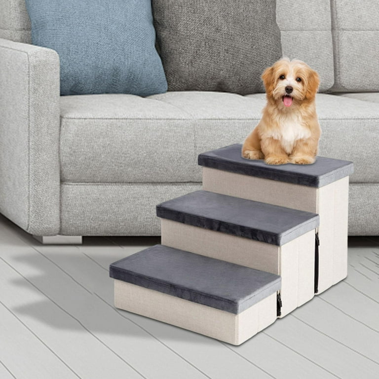 Tiers Dog Stairs Pet Steps Dog Ramp Steps Washable Cover, 60% OFF