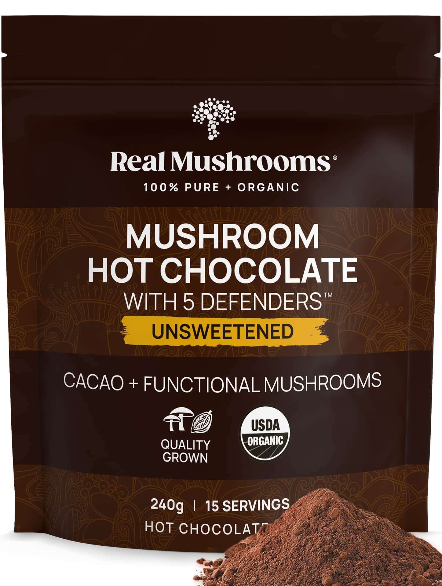 Mezcla de chocolate caliente con hongos reales, 5 Defenders, 15 ...