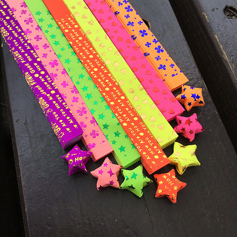 Estrella de la suerte fluorescente bronceadora origami amor trébol de ...
