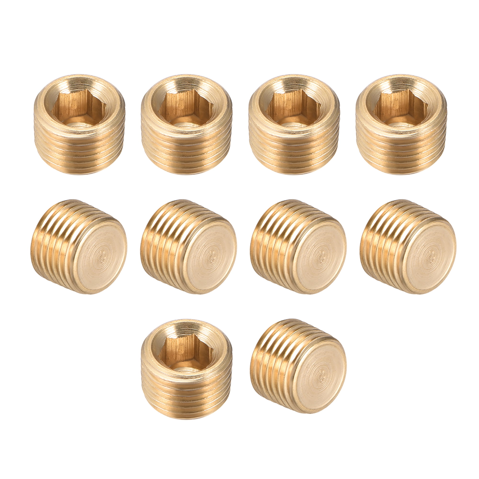 Brass Pipe Fitting, Hex Counter Sunk Plug, 1/8 Inch G Male Pipe 10pcs ...
