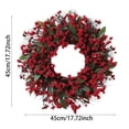 45x45cm Watermelon Red Plastic Wreath with Red Berries and Greenery for ...
