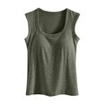 Ticikt Soft Knit Built-in Bra Vest, No Wire Padded Basic Sleeveless ...
