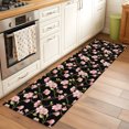 Area Rug 2x6ft Watercolor Pink Flower on Black Area Rugs Washable Low ...