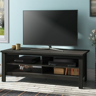 Whalen Furniture Black TV Stand for 60" Flat Panel TVs with Tempered ...