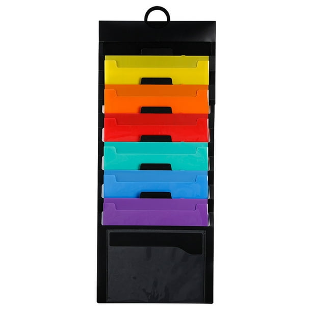 SKYDUE Hanging Wall File Folders，Cascading Rainbow Color Wall Organizer ...