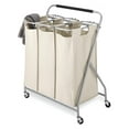 Whitmor Easy-Lift Triple Bag Metal Rolling Laundry Sorters, Beige ...