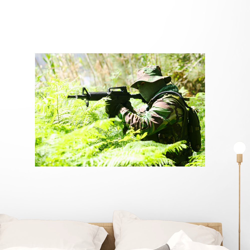 Military Training Combat Forest Wall Mural by Wallmonkeys Peel and ...