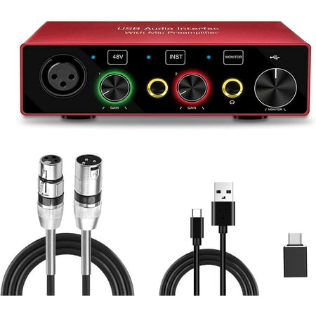 USB Audio Interface with Mic Preamplifier for Audio Equipment Recording ...