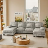 Homall Modern U-Shape 6 Seat Sectional Sofa, Chenille Fabric Modular ...