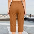 Guluxicc Womens Cargo Capri Pants Linen Casual Loose Fit Cropped ...