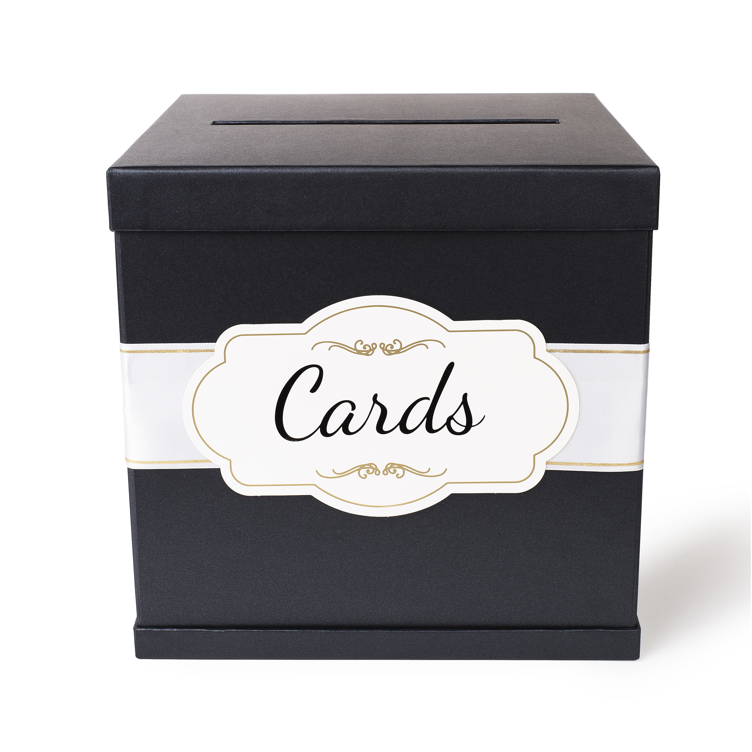 Merry Expressions Black Card Box with Gold Foil Satin Ribbon & Cards ...