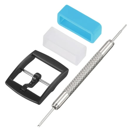 Uxcell Transparent and Light Blue Plastic Buckle, Black Silicone Strap ...