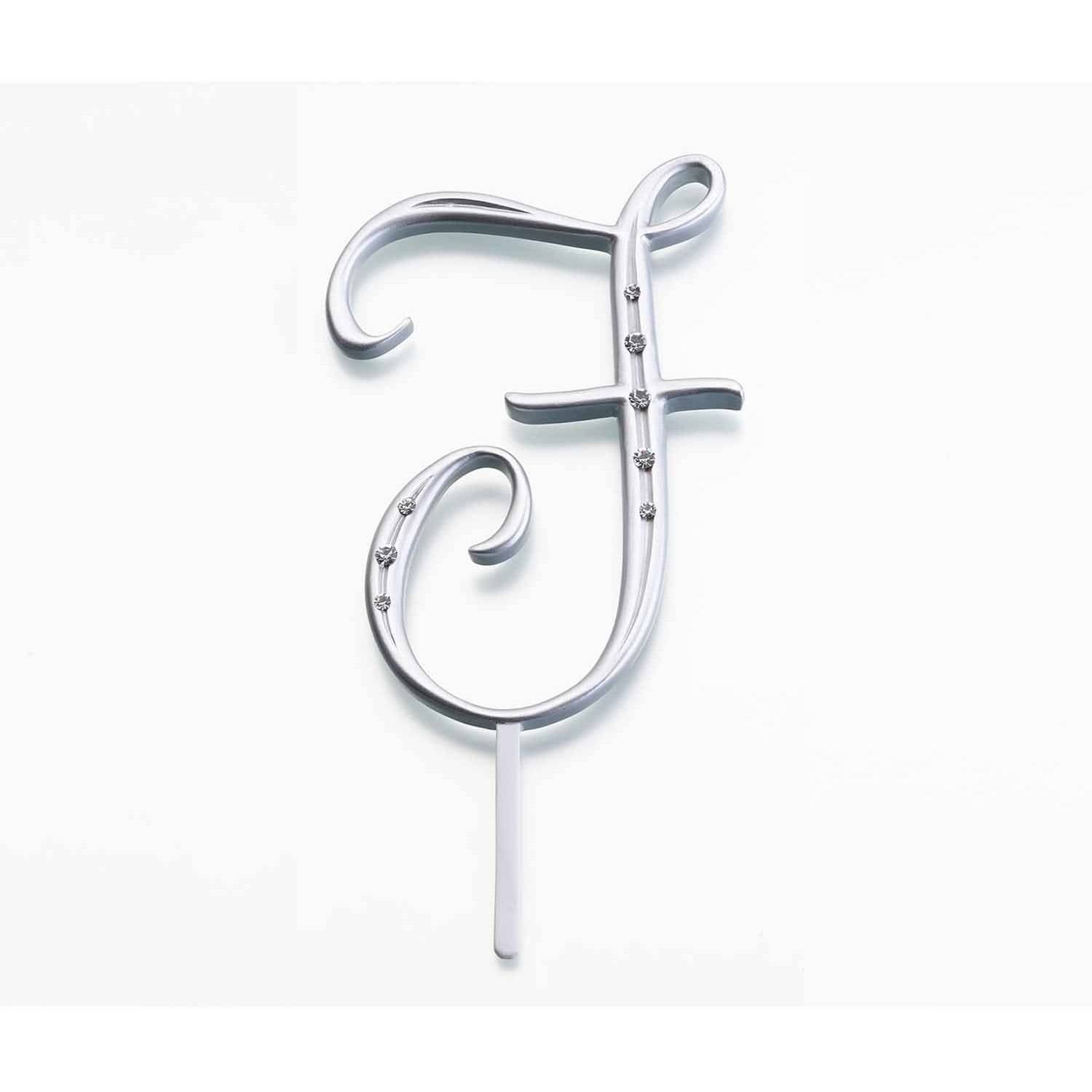 Lillian Rose Silver Rhinestone Monogram Large Letter F Cake Topper ...