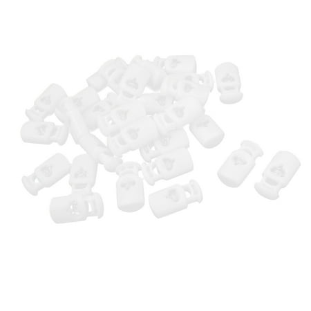 White Plastic Single Hole 5mm Dia Spring Clip Luggage Cord Locks ...