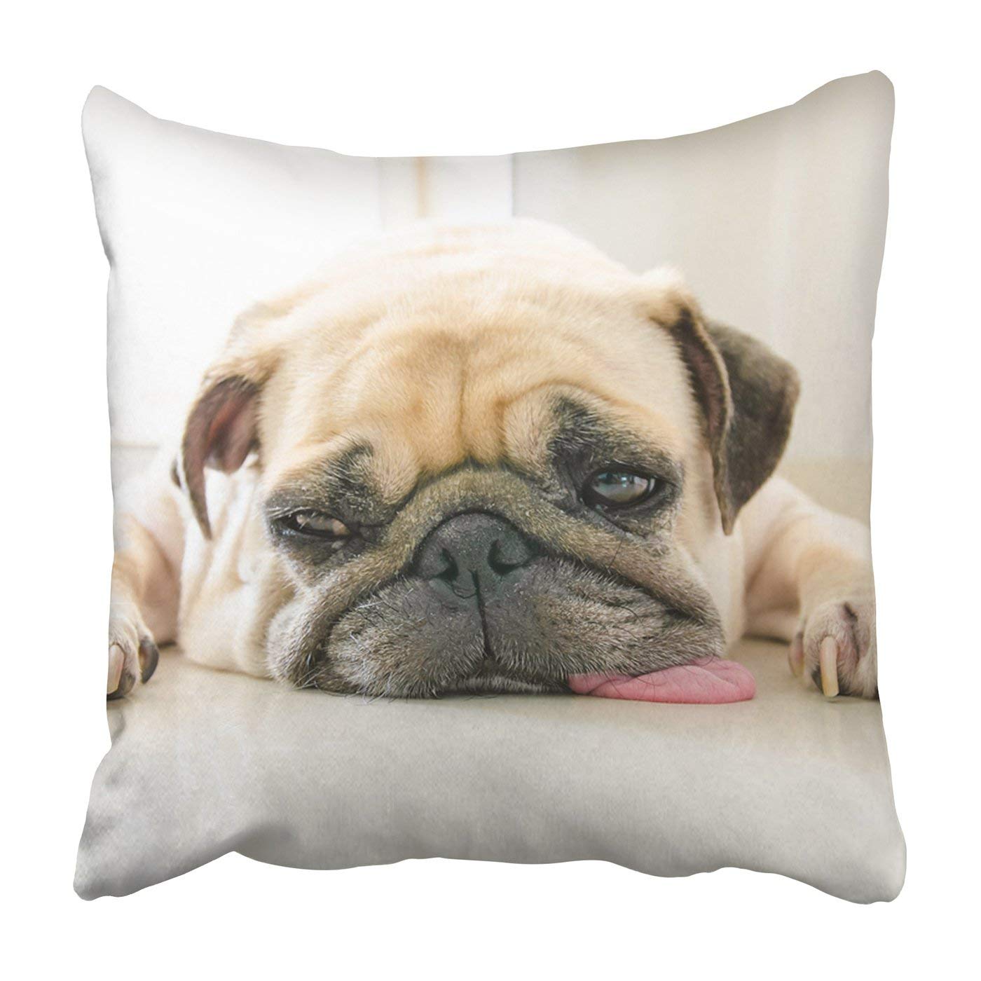 WOPOP Funny Sleepy Pug Dog rest on floor Pillowcase Throw Pillow Cover ...