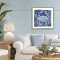 Stupell Industries White Crab on Indigo Gold Framed Floater Canvas Wall ...