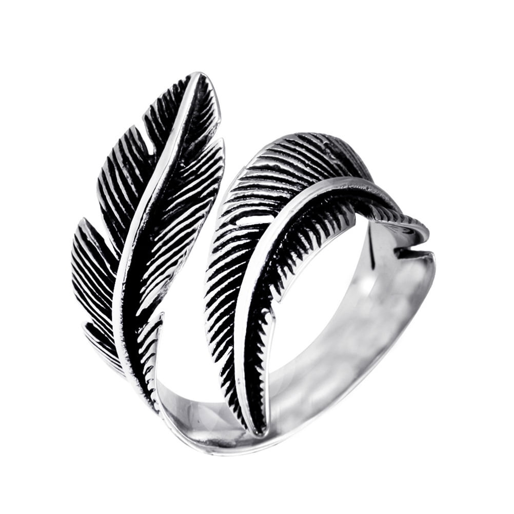 Click here for Unomor Men Stainless Steel Ring Vintage Feather Fi... prices