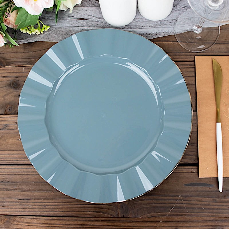 BalsaCircle 10 Dusty Blue 11" Round Disposable Salad Dinner Plastic ...