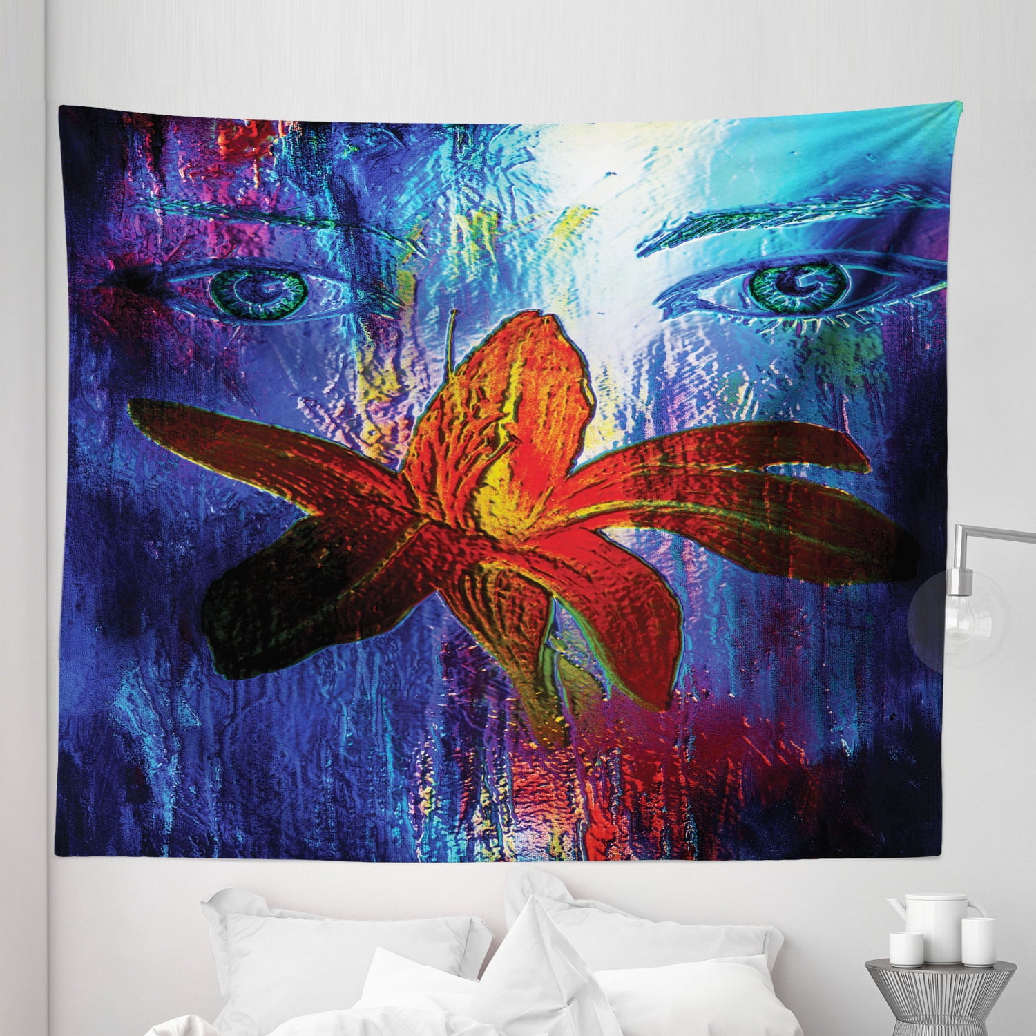 Women Tapestry, Abstract Surreal Composition of Lady Eyes and ...