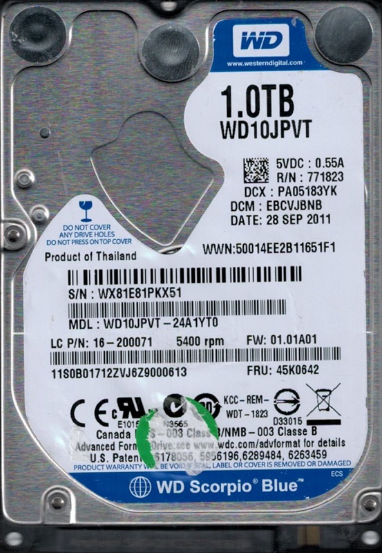 WD10JPVT-24A1YT0 DCM: EBCVJBNB WX81E Western Digital 1TB - Walmart.com