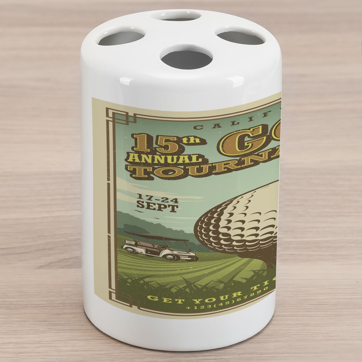Golf Ceramic Toothbrush Holder, Vintage Golf Poster Advertising Annual ...